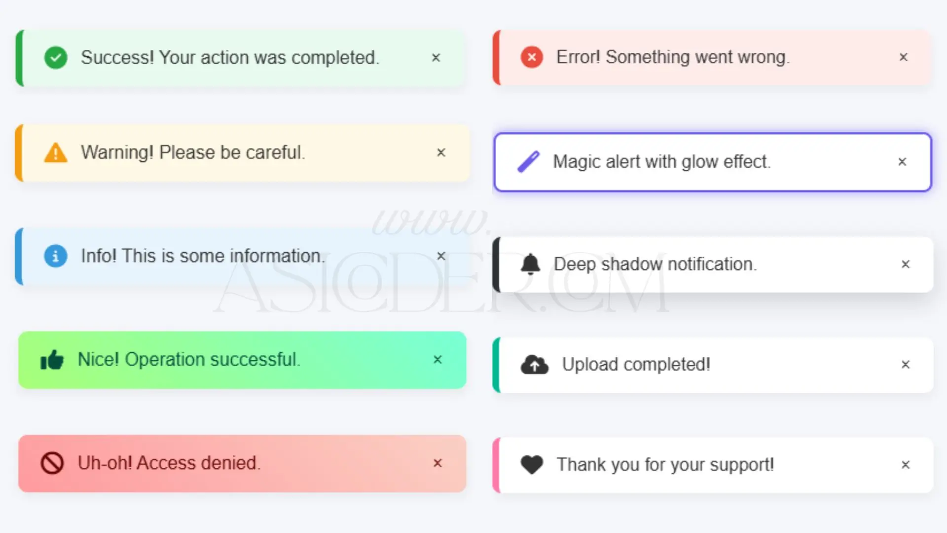 10 Stylish Animated Alert Notifications code– HTML, CSS & JavaScript